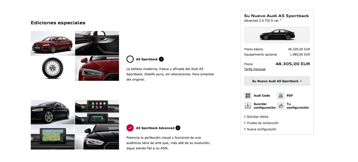 Configurador de Audi: así funciona