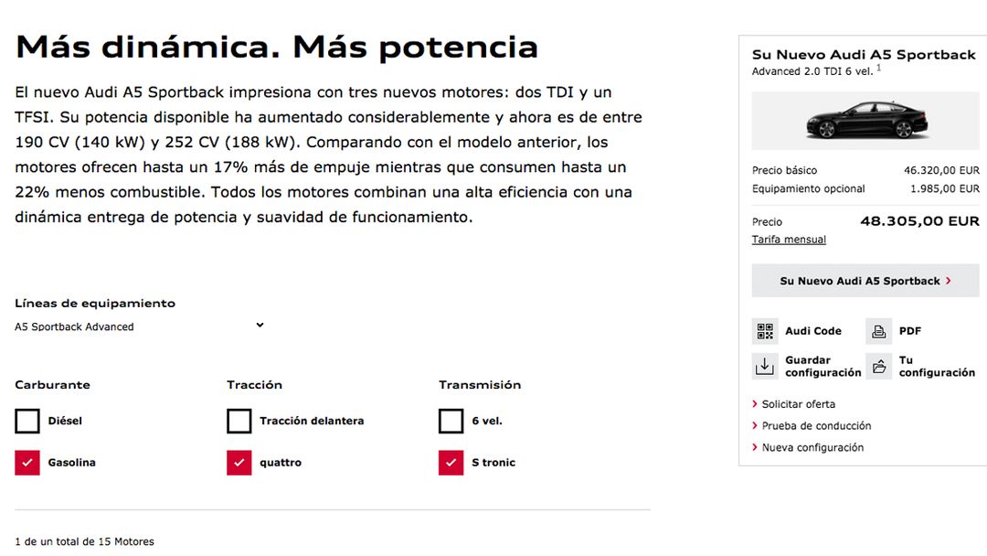 Configurador de Audi: así funciona