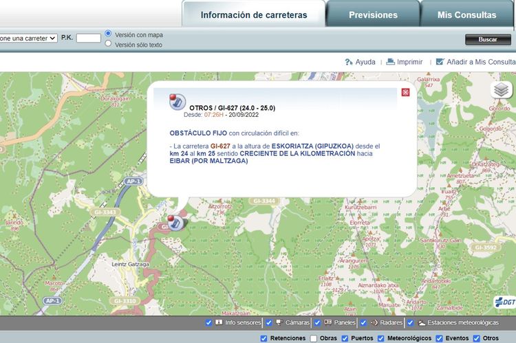 La DGT tiene una web para conocer las incidencias de las carreteras en tiempo real